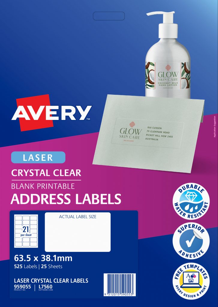 Avery® Crystal Clear Address Labels-L7560-25 - Avery Online Singapore