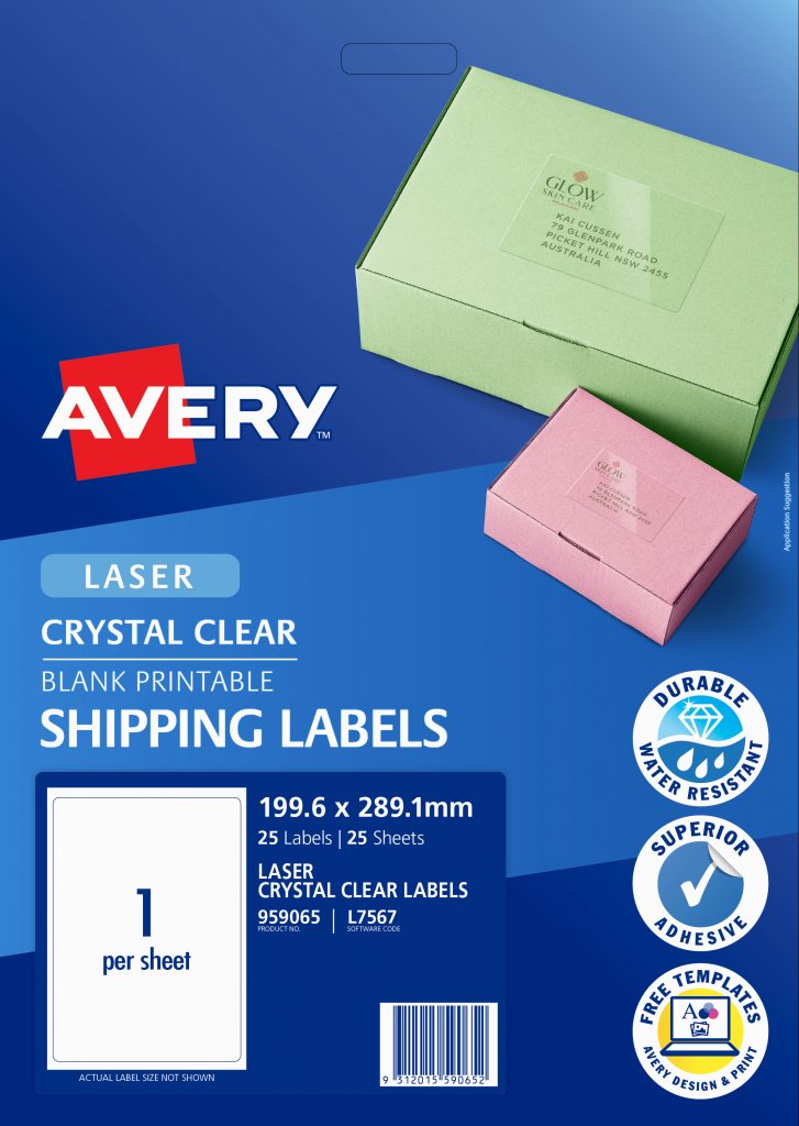 Avery® Crystal Clear Shipping Labels-L7567-25 - Avery Online Singapore